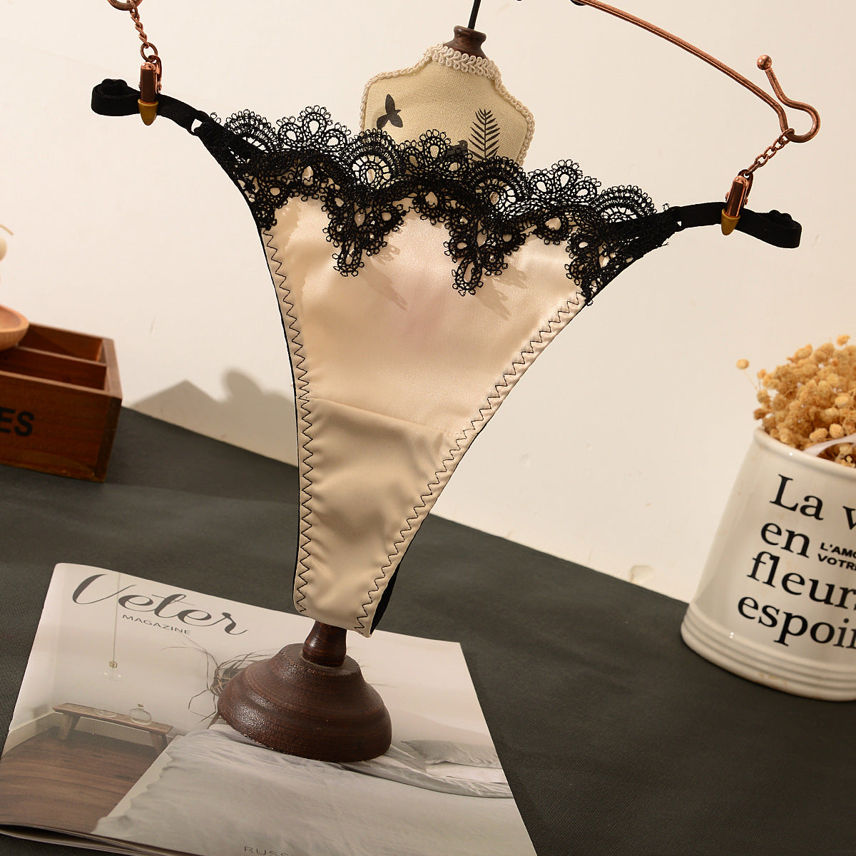 Satin Black Trim lace G-Strings – Baby Boxx Lingerie